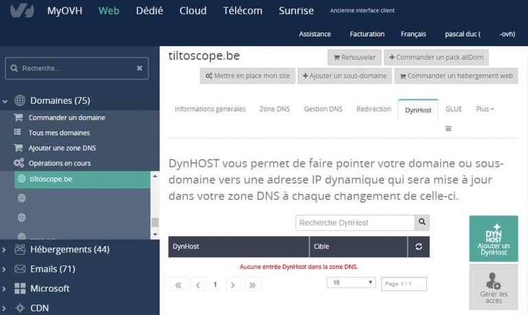 Configurer un Dyndns avec la BBox 3 de Proximus et un domaine chez OVH - TiltoScope