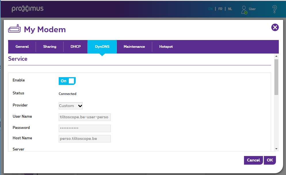 Configurer un Dyndns avec la BBox 3 de Proximus et un domaine chez OVH ...