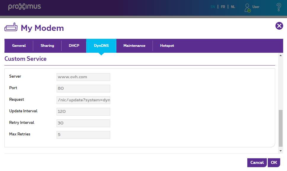 Configurer un Dyndns avec la BBox 3 de Proximus et un domaine chez OVH ...